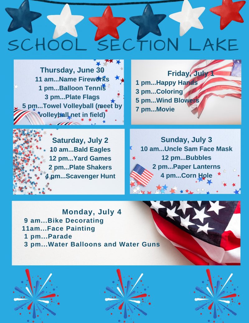 School Section Lake 4th of July Weekend Events